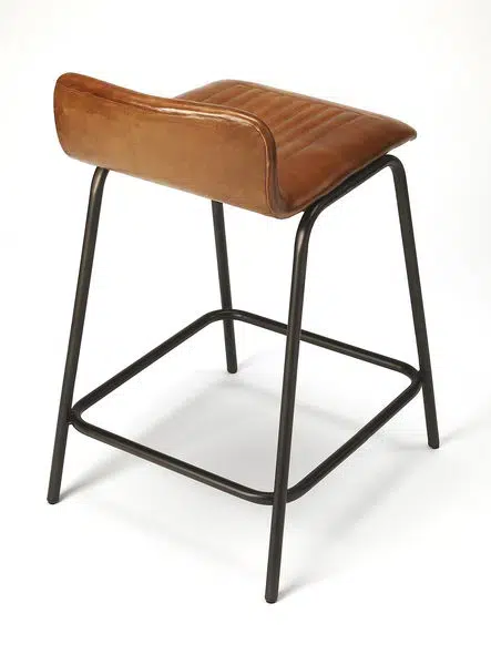 Brown Leather Aviator Style Half Back Counter Bar Stool | Enhancing ...