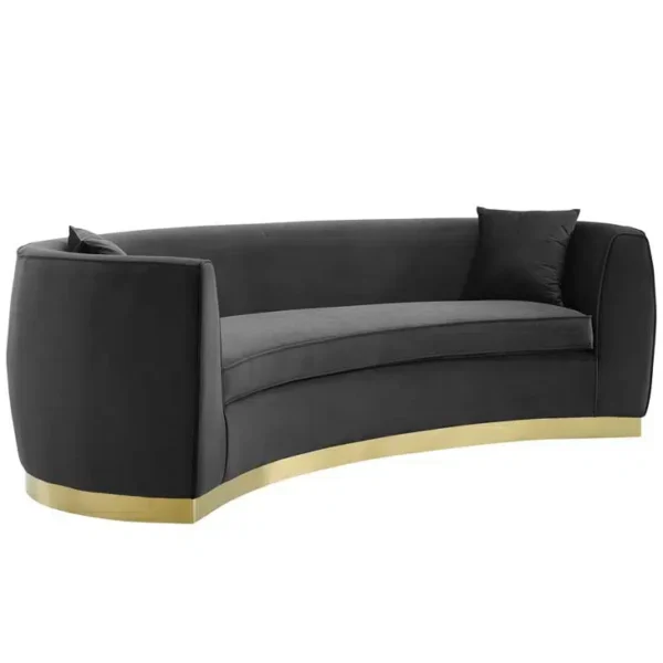 Black Smooth Velvet Curved Sofa | Enhancing Your Habitat