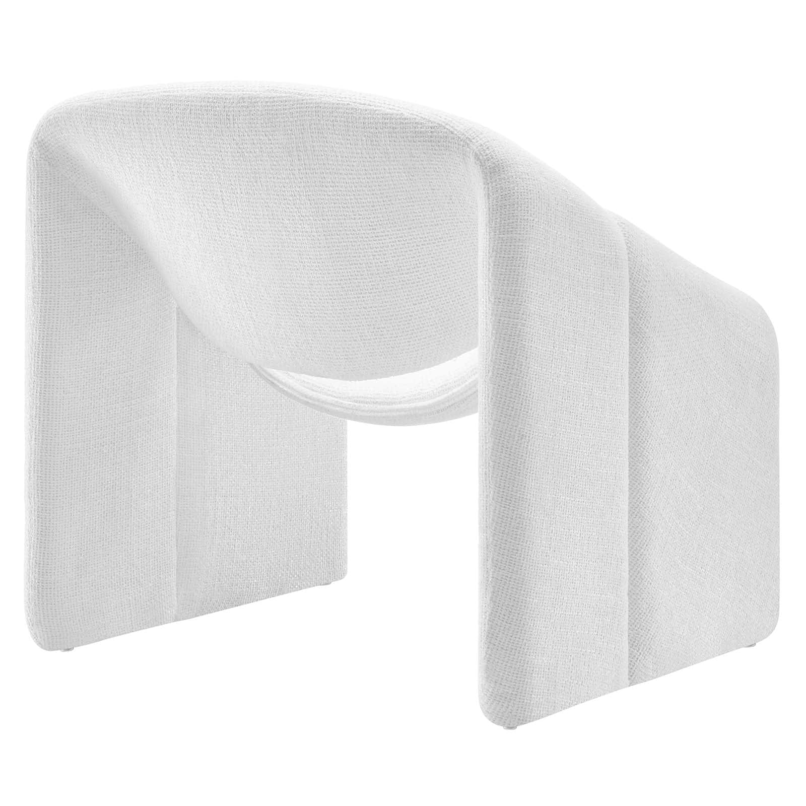 Contemporary Unique Curve Textured White Chenile Accent Chair ...